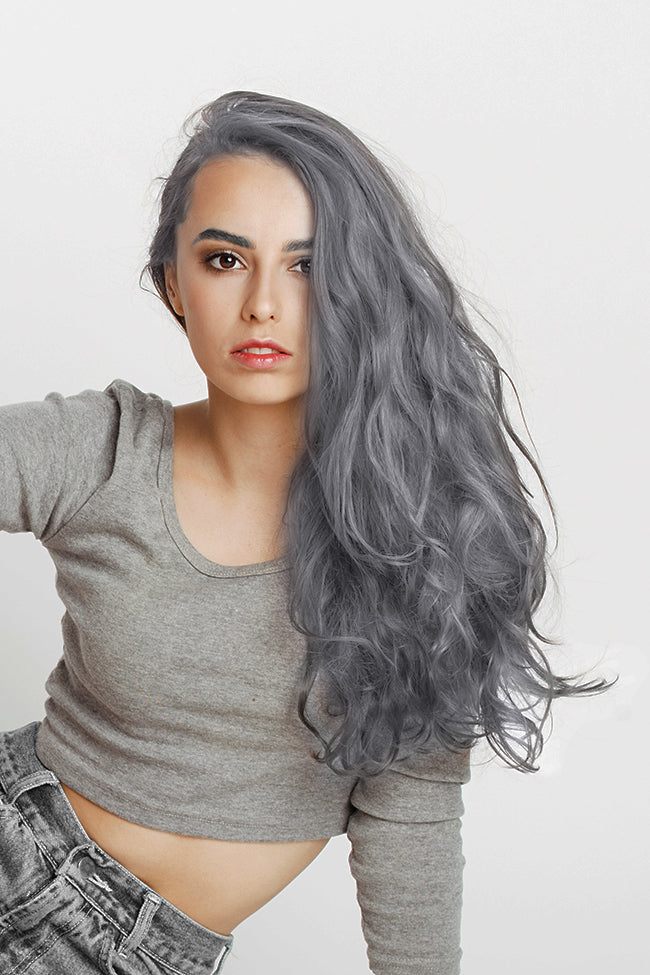 Steel Grey Seamless Tape In Extensions - Straight Human Hair – Miellee ...